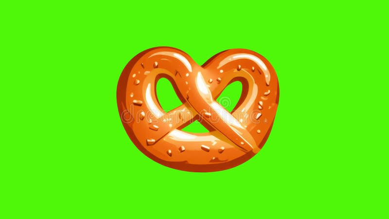 4k Animation of Pretzel Icon Isolated on Green Screen Stock Footage ...