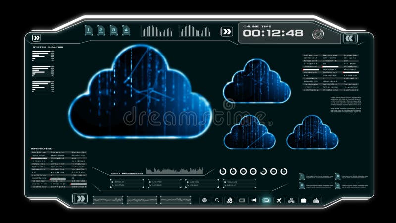 4K UI User Interface with HUD Pi Bar Text Box Table Black Background ...