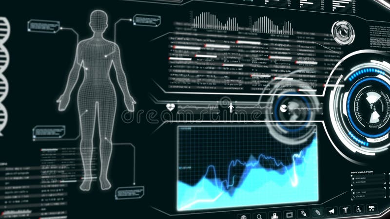 4K Animation of User Interface HUD on Dark Background for Cyber ...