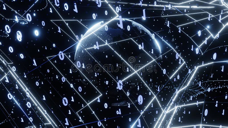 Artistic Infographics Binary Numbers Rotation Tunnel. Technology ...