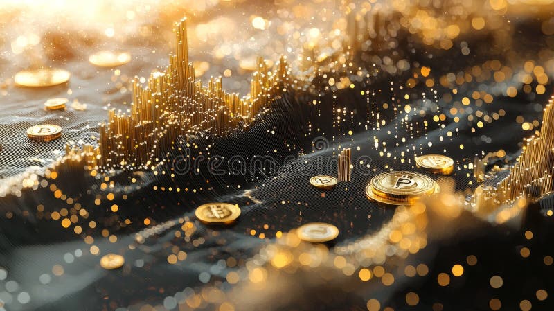 8K Bitcoin Growth Chart Doodle Render Against Soft Pattern Stock ...