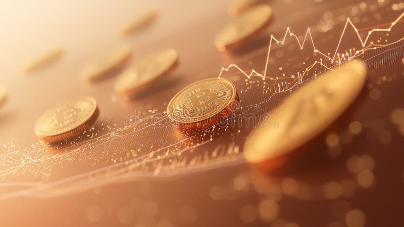 8K Bitcoin Growth Chart Doodle Render Against Soft Pattern Stock ...