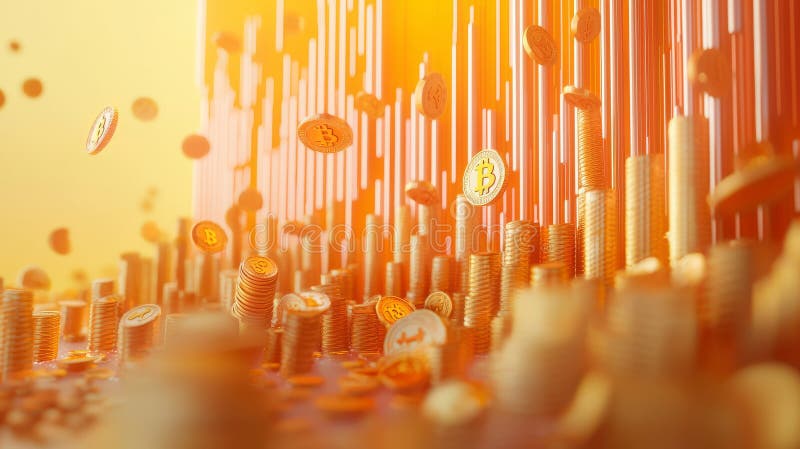 8K Bitcoin Growth Chart Doodle Render Against Soft Pattern Stock ...