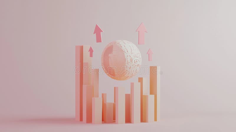 8K Bitcoin Growth Chart in Minimalist 3D Render Globally Stock ...