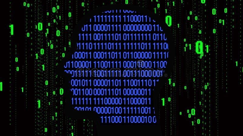 4k Brain Head Matrix Style Binary Code,man Thinking AI Artificial ...
