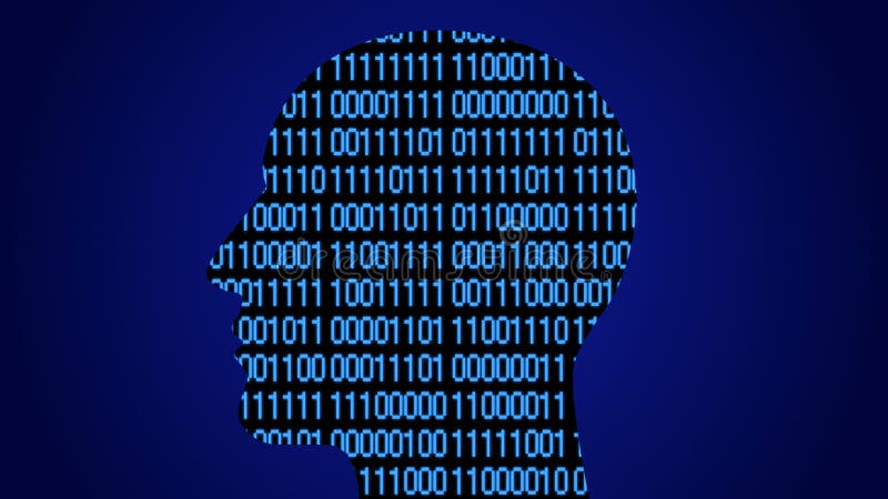 4k Brain Head Matrix Style Binary Code,man Thinking AI Artificial ...