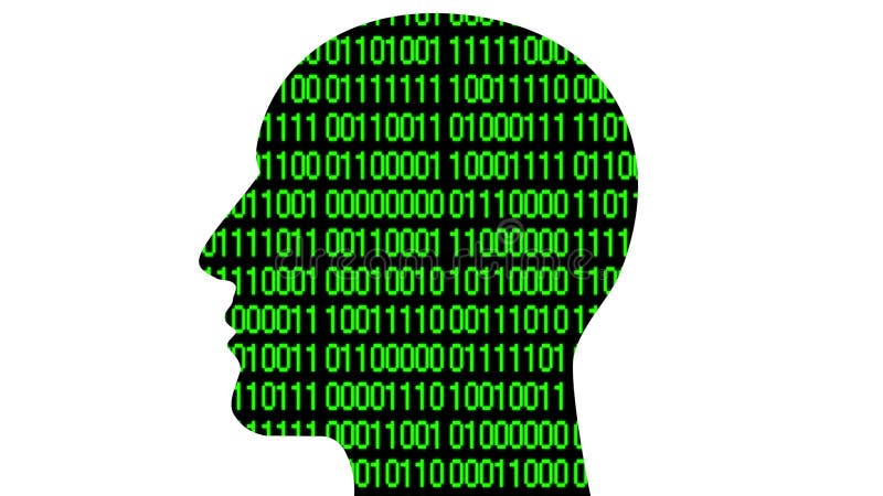 4k Brain Head Matrix Style Binary Code,man Thinking AI Artificial ...
