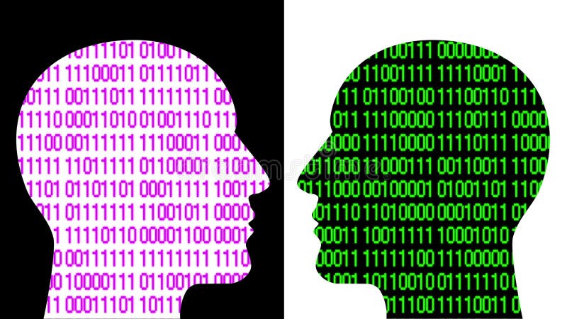 4k Brain Head Matrix Style Binary Code,man Thinking AI Artificial ...