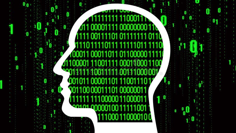 4k Brain Head Matrix Style Binary Code,man Thinking AI Artificial ...