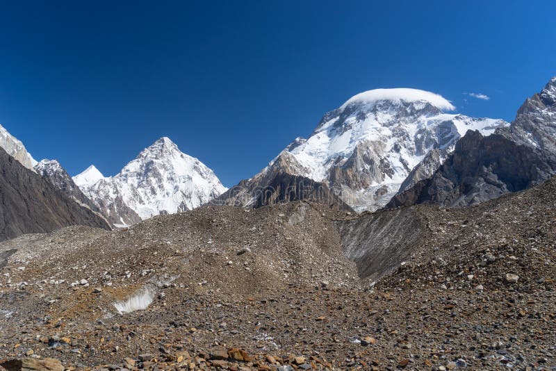 K2 and Karakorum Peaks Panorama at Concordia, Pakistan Stock Image ...
