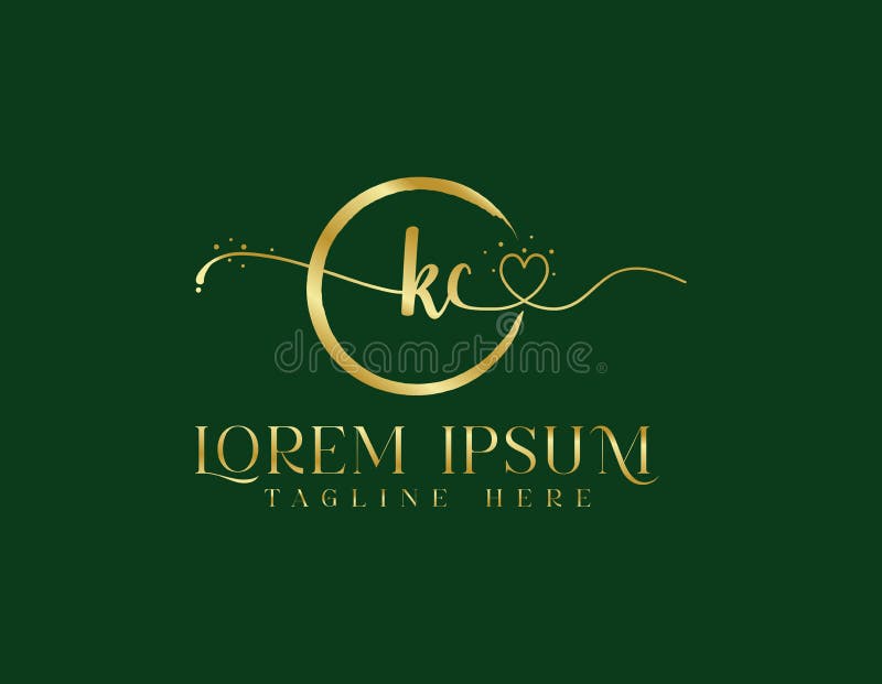 K C Cursive with Hearts ðŸ’• Business Logo Stock Illustration ...