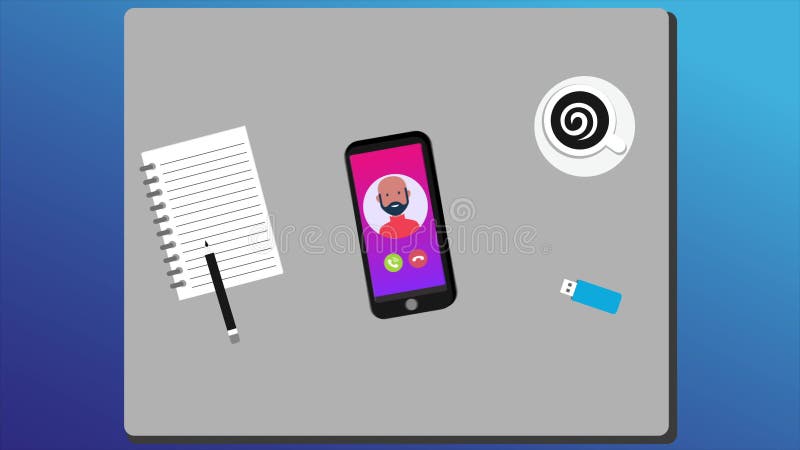 4k Cartoon Animation of a Phone Call at Work. Stock Footage - Video of ...