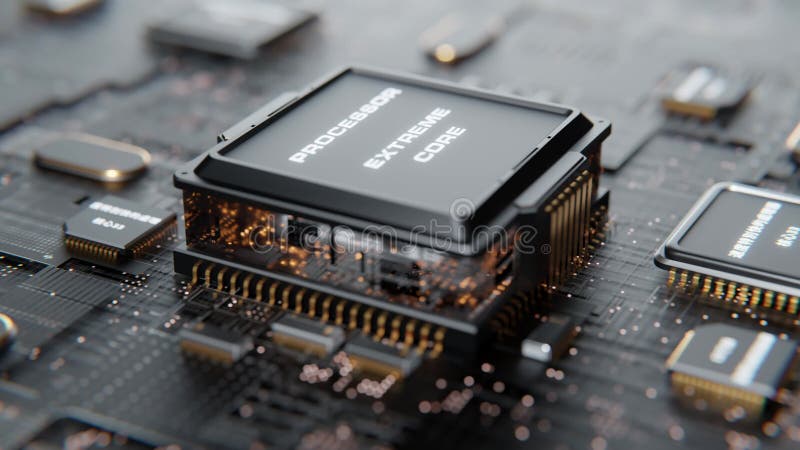 4K High Tech Macrohip with Computer Motherboard Stock Video - Video of ...