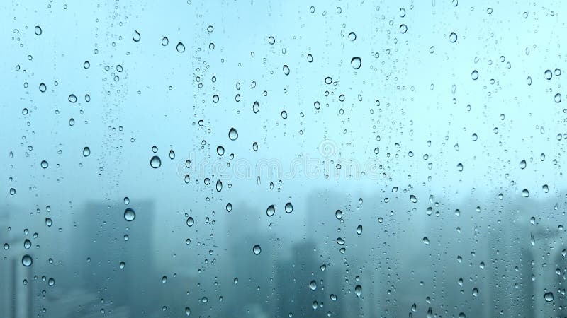 4K: Close Up of Rain Drops on an Office Window Stock Video - Video of ...