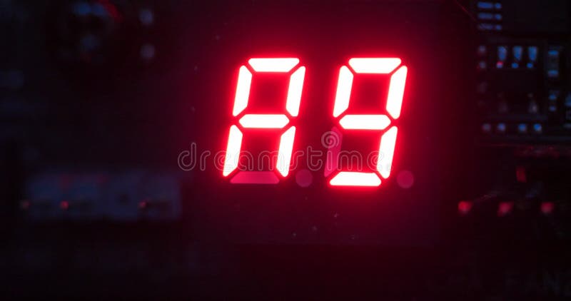 Close-up Shot LED Digital Number Status Indicator on Electronic Printed ...