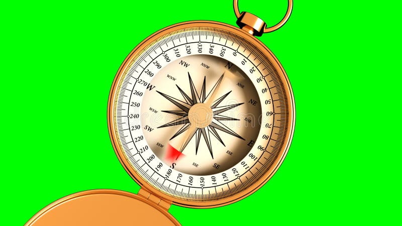 4K. Compass Indicating Direction on Green Screen Stock Video - Video of ...