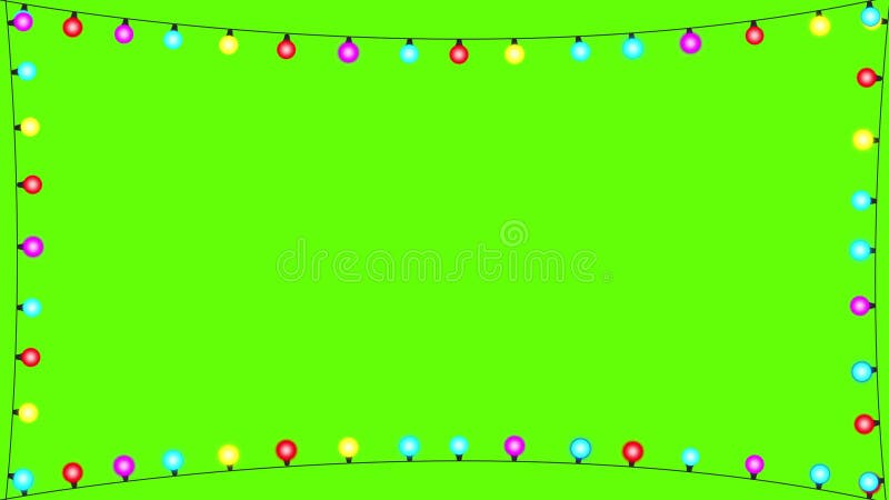 4K Corner Frame and Border with Copy Space Colorful Light Bulb String ...