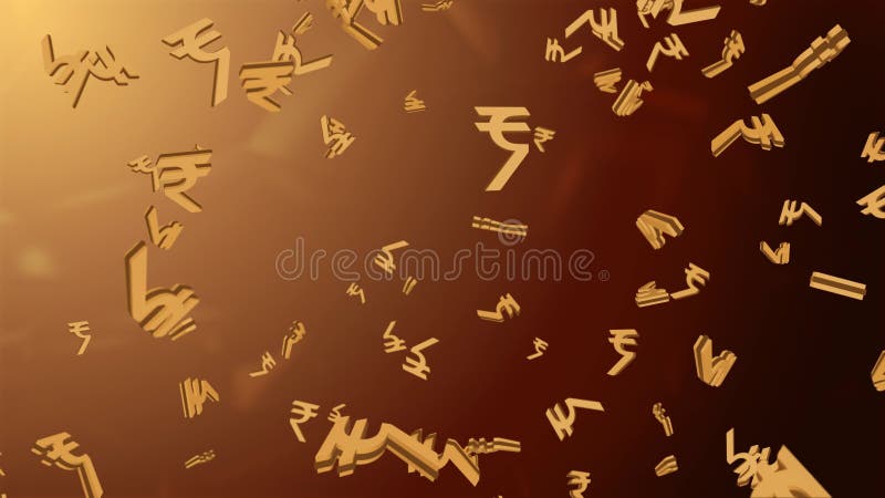 4K 3D Animation of Indian Rupee Symbols Falling Loop Background. Green ...