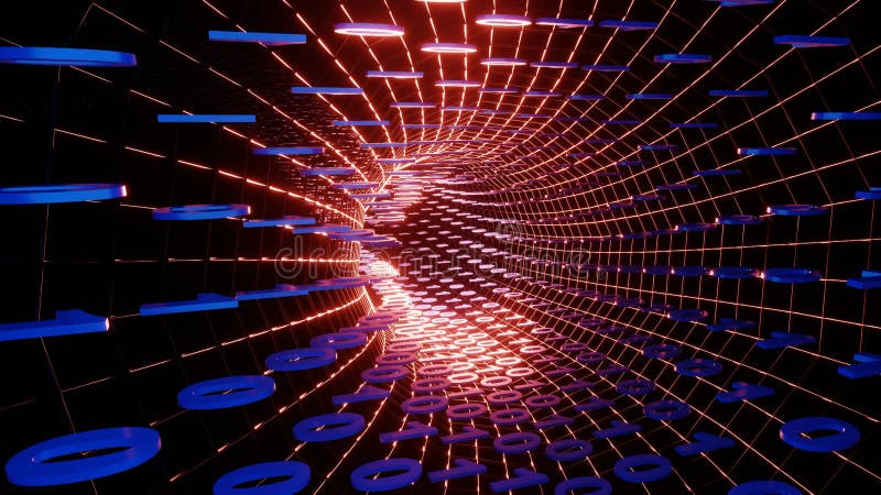 4K Artistic Infographics Binary Numbers Rotation Tunnel. Technology ...