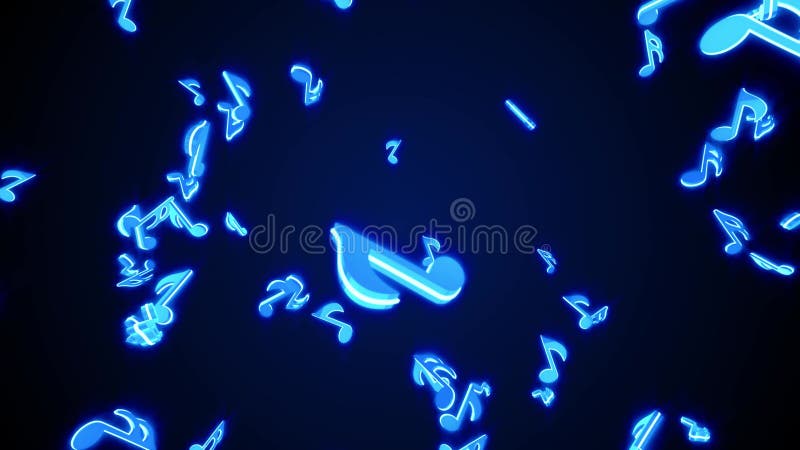 4K 3D Rain of Blue Music Notes Falling Down on the Black Loop ...