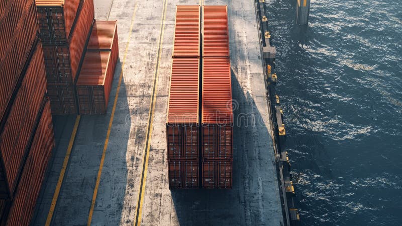 8K 3D Render Isolated Shipping Container Stack on Dock Stock ...
