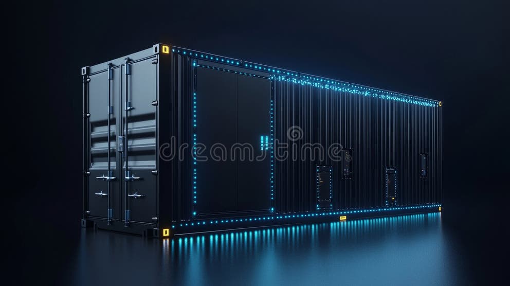 8K 3D Render RFID Shipping Container Technology Logistics Image Stock ...