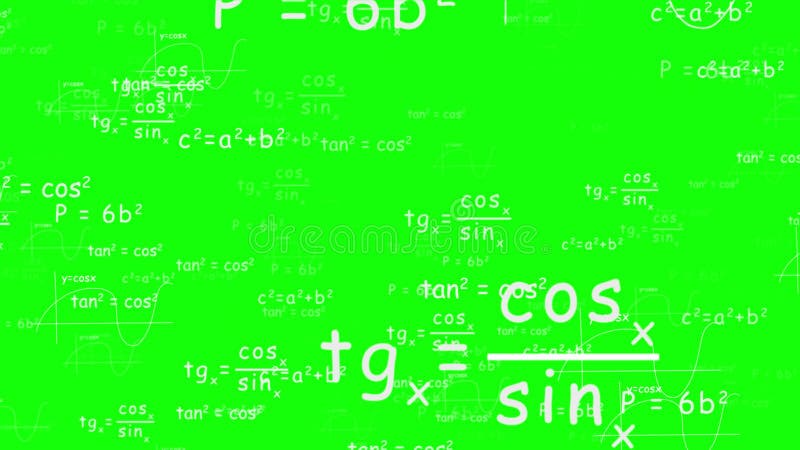 Math Equations and Formulas Flying and Disappearing in Distance Loop ...