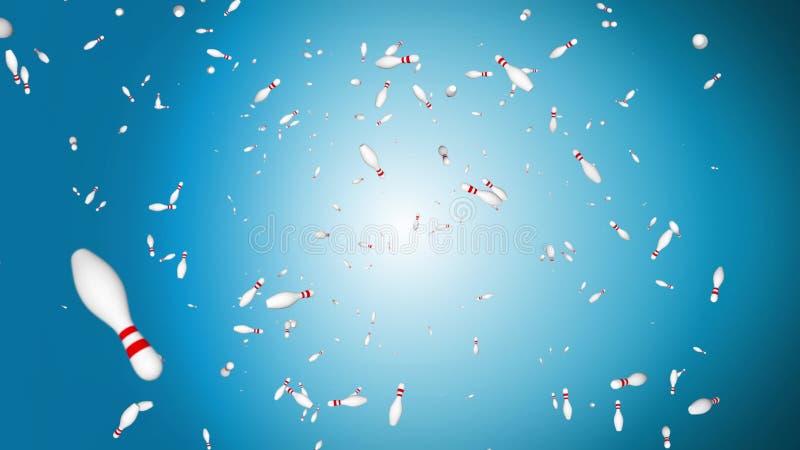 4K 3D Shot of a Bowling Game Falling Bowling Loop Green Screen ...