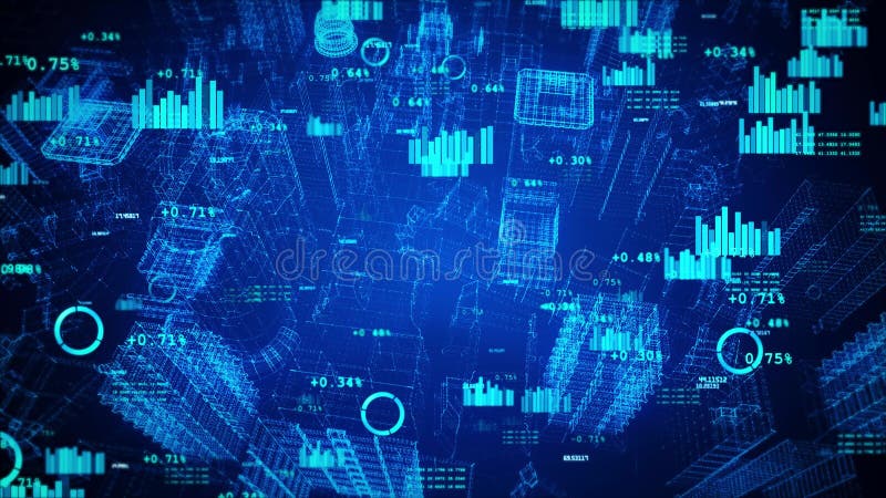 4K 3D Wireless Communication Network with Cloud Computing Cloud Services Loop Background Stock ...