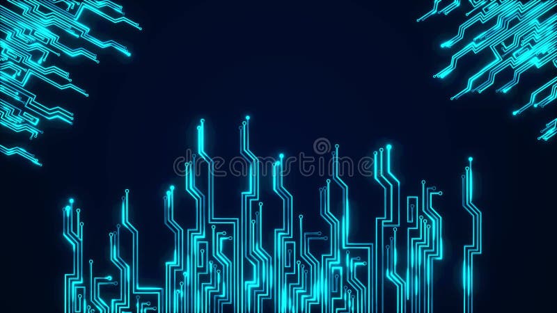 4K Data Running Across Screen in Circuits Loop Background. Stock Video ...