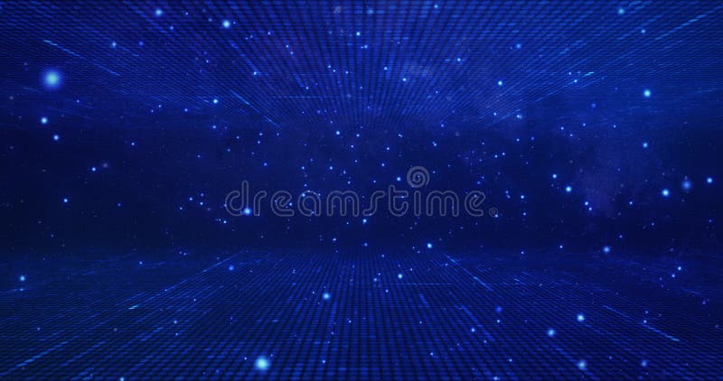 4K Digital Cyberspace with Particles and Digital Data Network ...