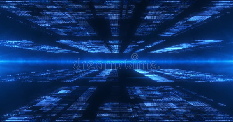 4K Digital Cyberspace with Particles and Digital Data Network ...