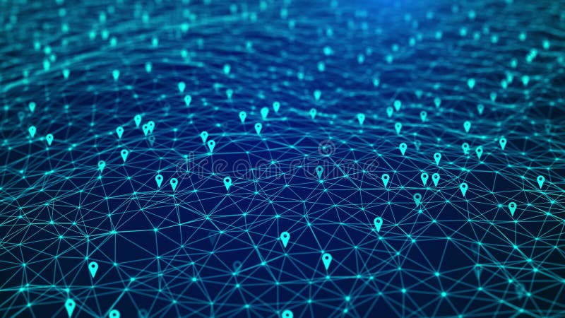 Digital Location Pin on Illuminated Network Map Stock Footage - Video ...