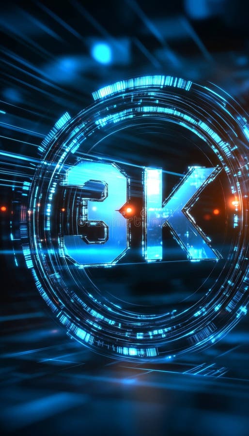 3K, Digital Number, Futuristic Technology Background, Three Thousand ...