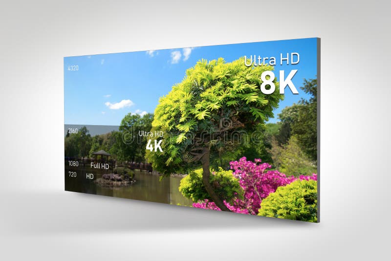 8K Display with Comparison of Resolutions Concept Stock Photo - Image ...