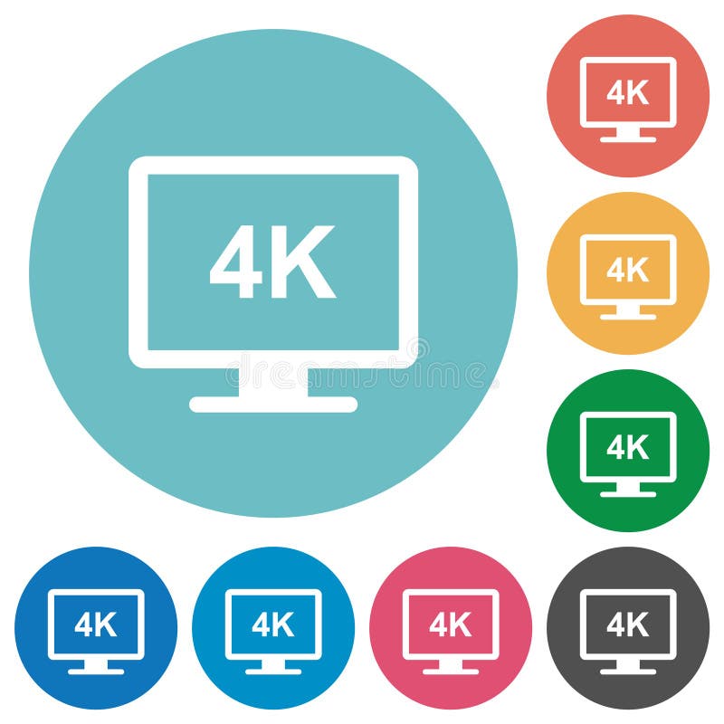 4K Display Flat Round Icons Stock Vector - Illustration of shapes ...