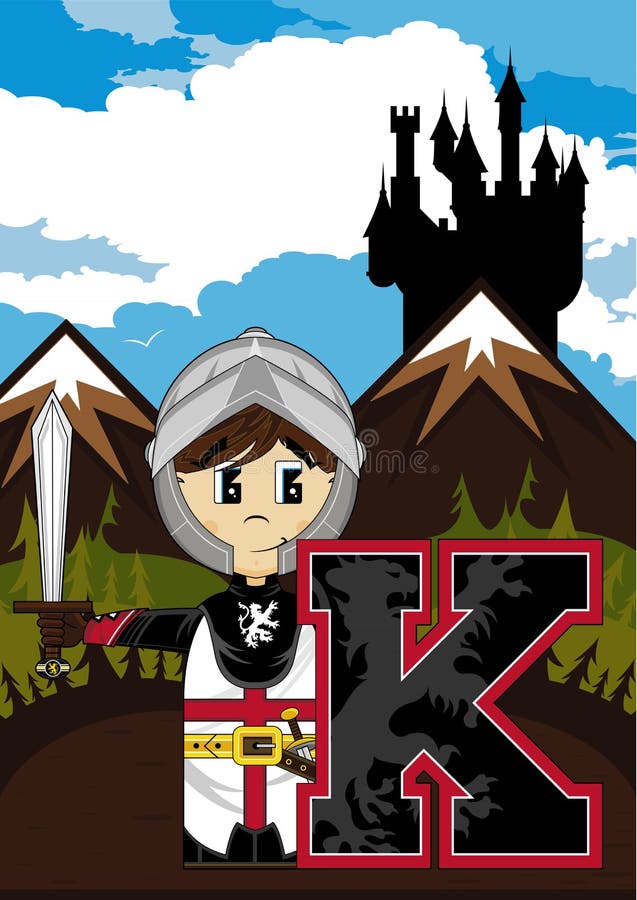 K est pour le chevalier illustration de vecteur. Illustration du ...