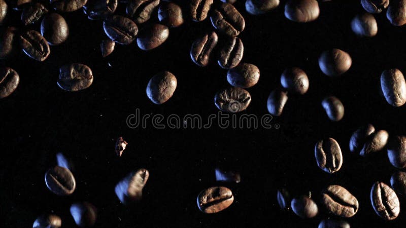 Falling Coffee Beans Striking a Glossy Espresso Machine in Moody Studio ...