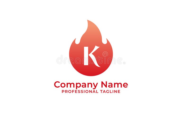 K on Fire Logo Design Template, K Logo in Fire Flame, K Logo in Fire ...