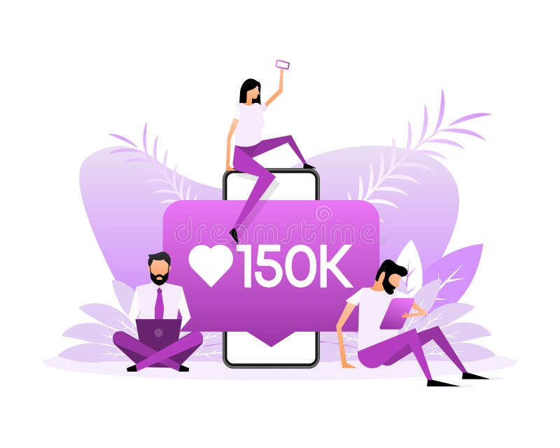 150 K Followers with Flat Style People. Vector Illustration Stock ...