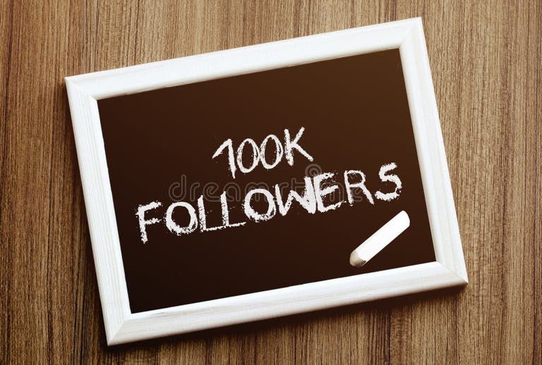 100K Followers. Hand Writing with Copyspace for Text Stock Photo ...