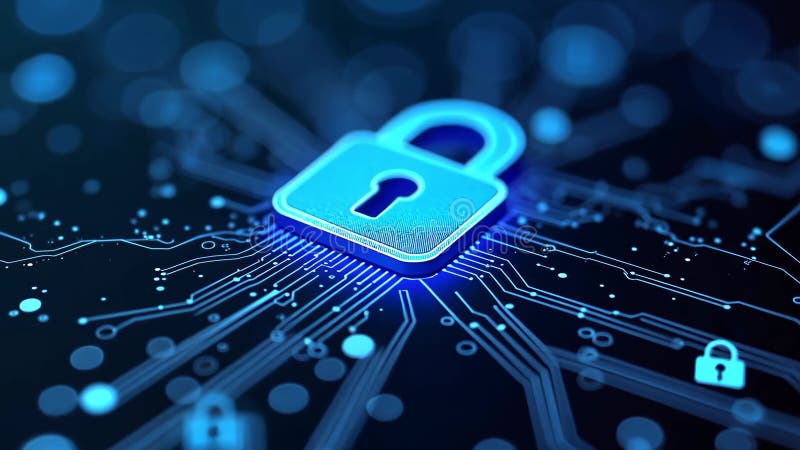 4k Footage of Blue Digital Lock. Cyber Security Concept Stock Video ...