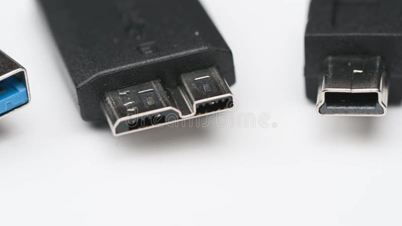 Close Up Comparison of USB Type a Type B Type C Mini Micro USB ...