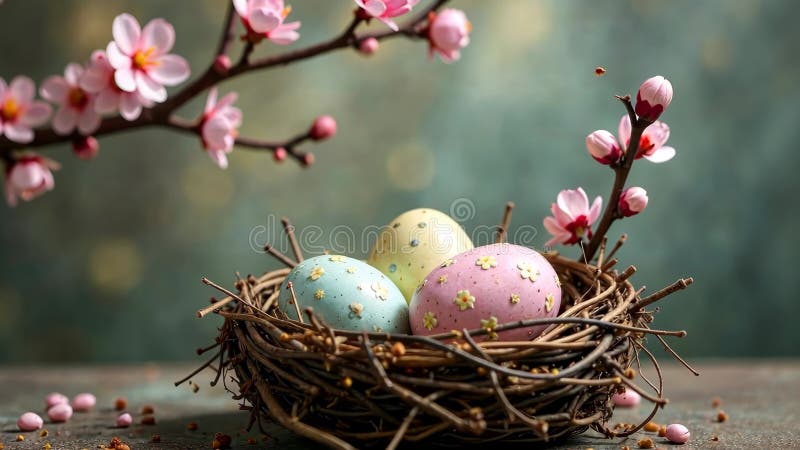 4k Frame of a Nest with Easter Eggs Stock Footage - Video of celebrate ...