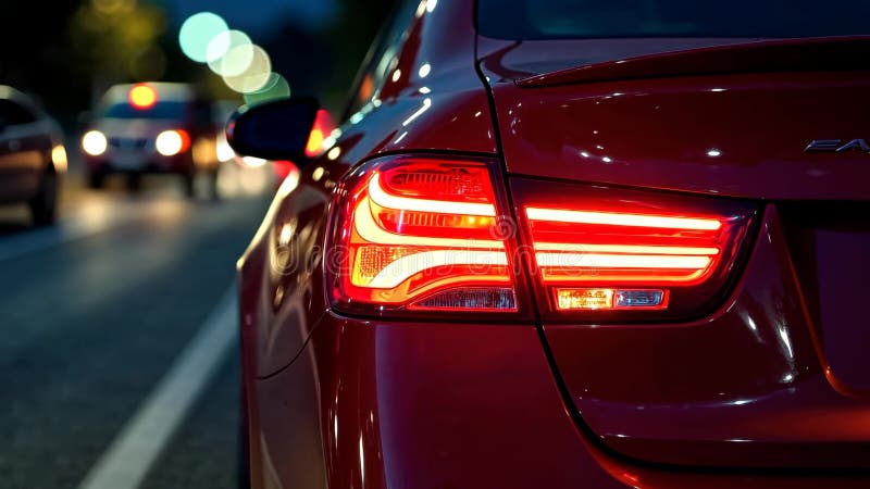 4k Frame Rear Light of Car at Night Stock Footage - Video of modern ...