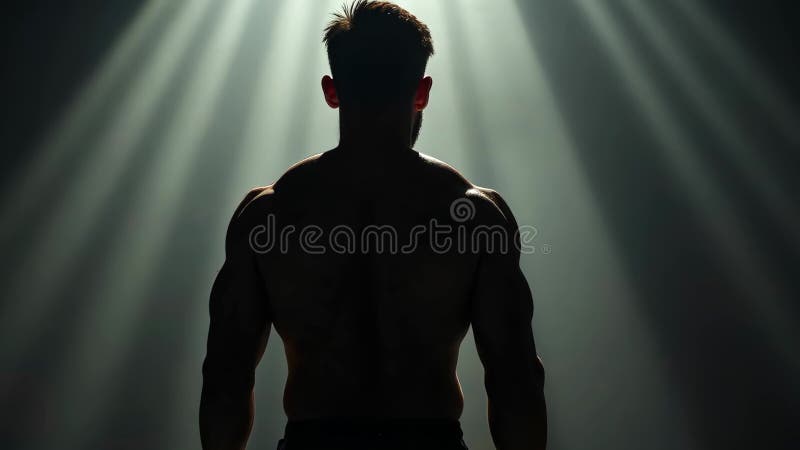 4k Frame. Silhouette of a Muscular Man with Backlight Stock Footage ...