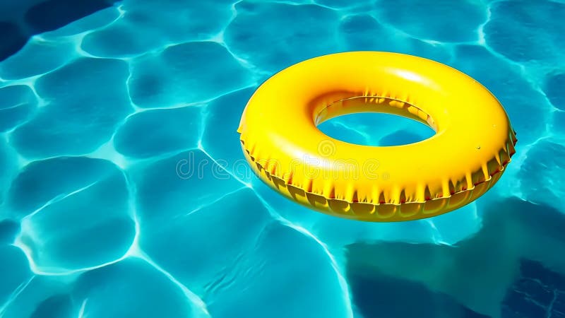 4k Frame Yellow Inflatable Circle Floating in the Pool Stock Video ...