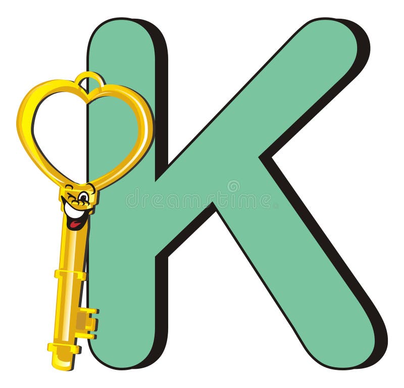 K for funny key stock illustration. Illustration of antique - 178583113