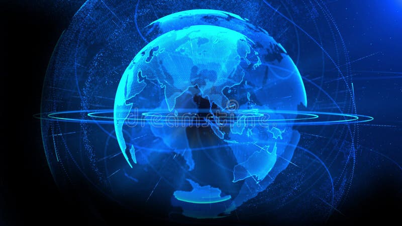 Earth in Digital Interface Display. Computer Display Panel. Stock ...