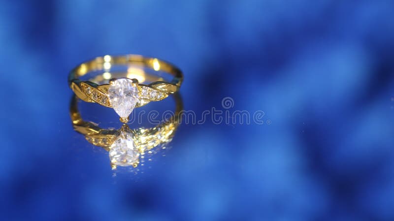 24k Gold Diamond Ring with White Background Stock Image - Image of ...